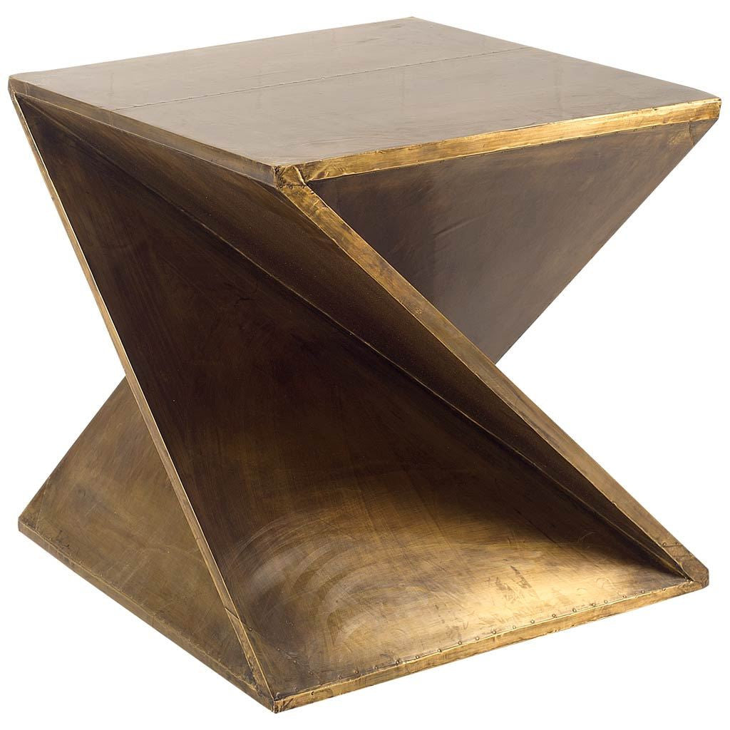 Zelda 20L x 20W Gold Metal-Cladded Z-Shaped Wooden Accent Table | Zin ...