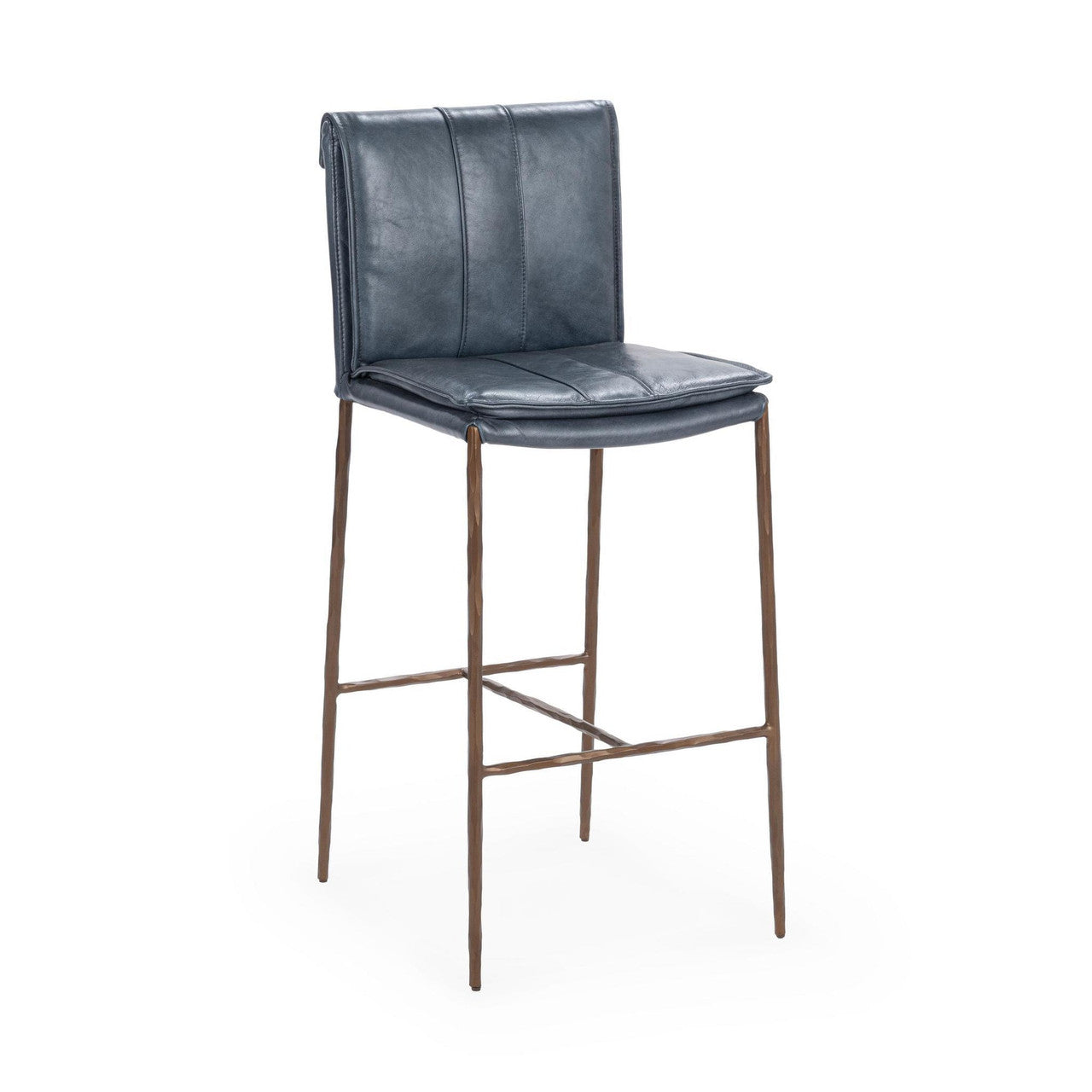 Mayer Navy Leather Bar Stool | Zin Home – zinhome