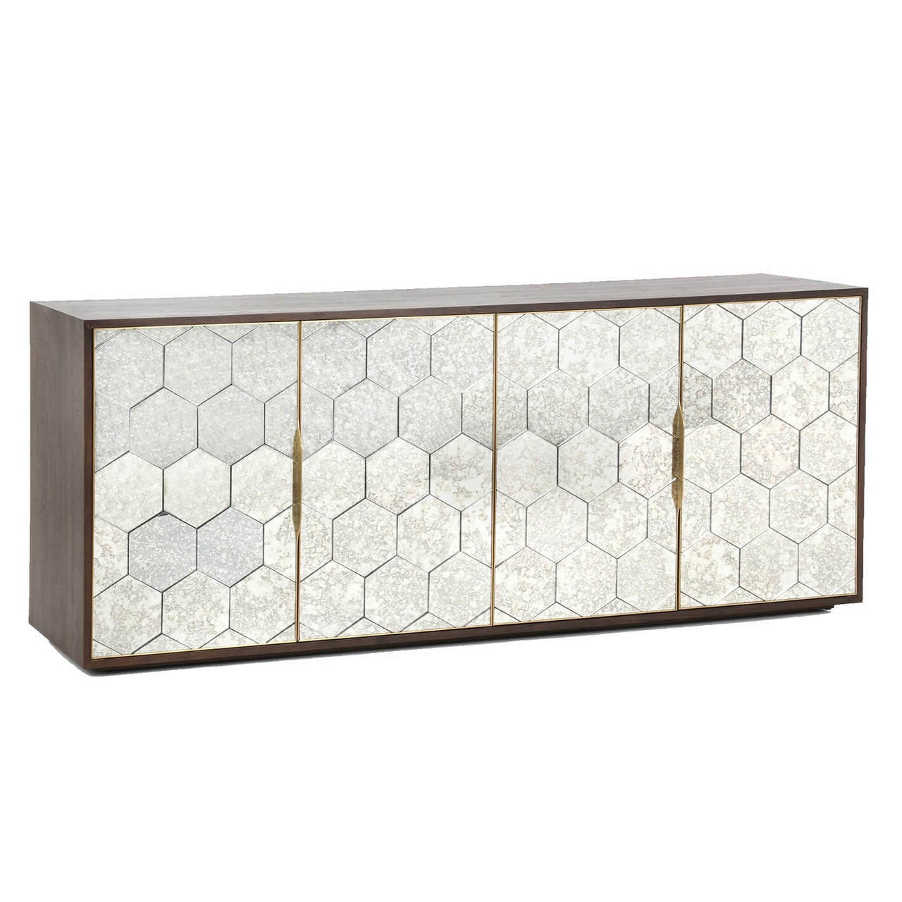 Honeycomb Walnut Antique Mirrored Buffet Sideboard | Zin Home – zinhome