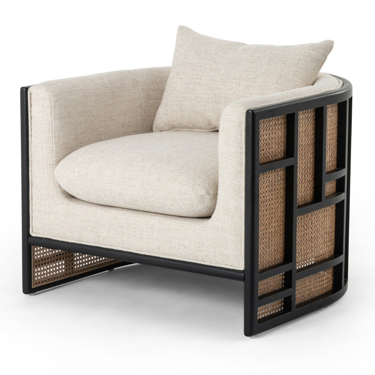 June Cream Linen Cane Back Lounge Chair | Zin Home – zinhome